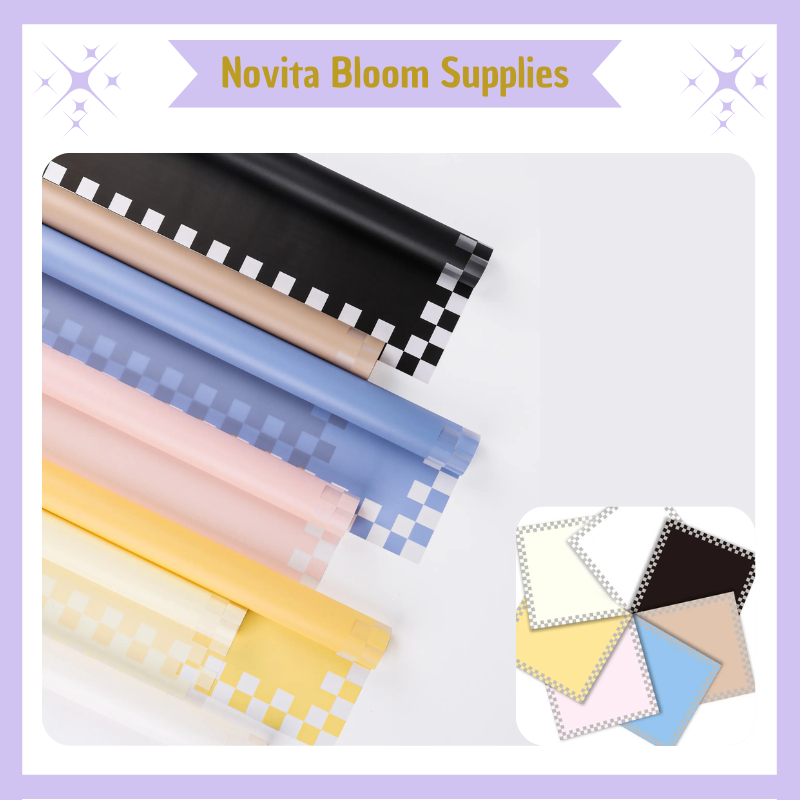 Jual 20 LEMBAR Kertas Bunga Motif Kotak kotak Flower Wrapping Paper ...
