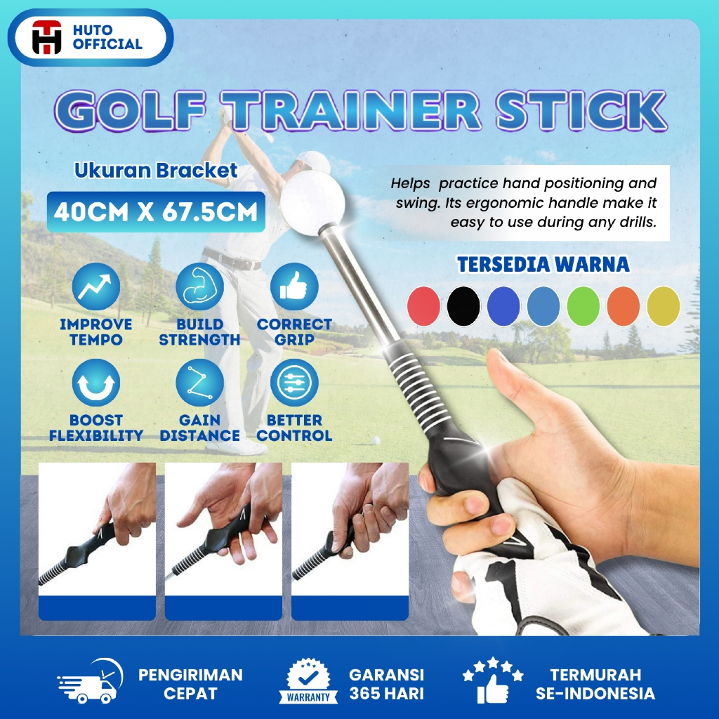 Jual HUTO Adjustable Golf Swing Trainer Stick Flexible Practice Aid ...