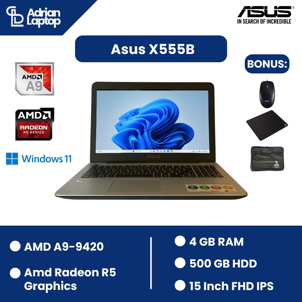 Jual Laptop Second Asus Vivobook X555B | Amd A9-9420 RAM 4GB HDD 500 GB ...