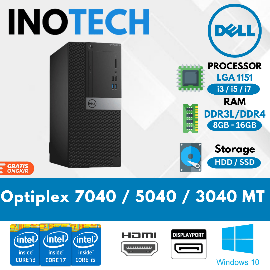 Jual PC Dell OptiPlex MT 7040 / 5040 / 3040 Core i3 i5 i7 Gen 6 | RAM ...