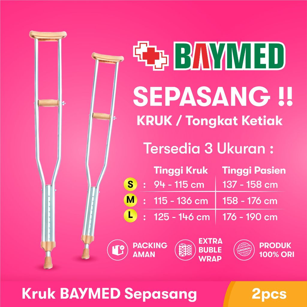 Jual Kruk Sepasang - BAYMED Cruth - Tongkat Ketiak Alat Bantu Jalan ...
