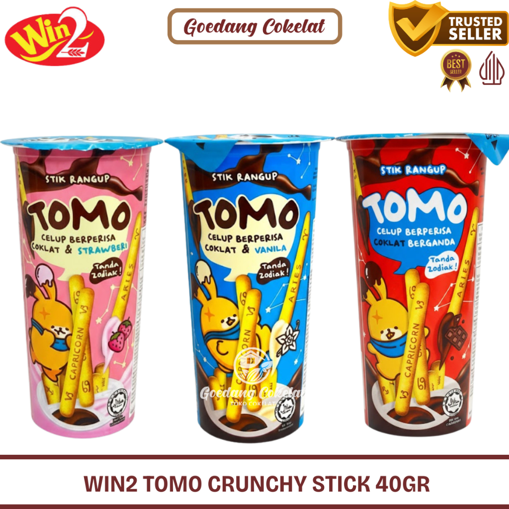 Jual Win2 Tomo Crunchy Stick 40g Snack Stik Biskuit Celup Coklat Vanila ...