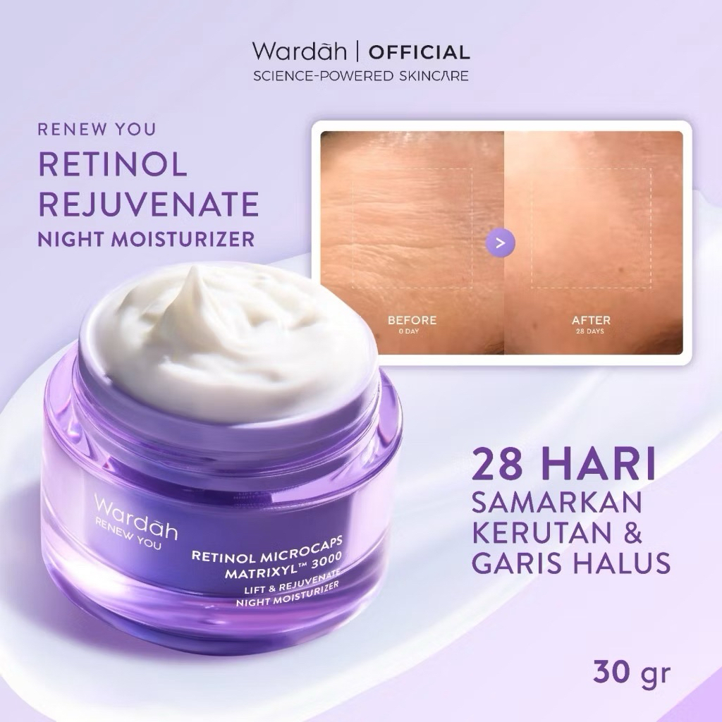 Jual WARDAH Renew You Retinol Microcaps Matrixyl Night Moisturizer 30g ...
