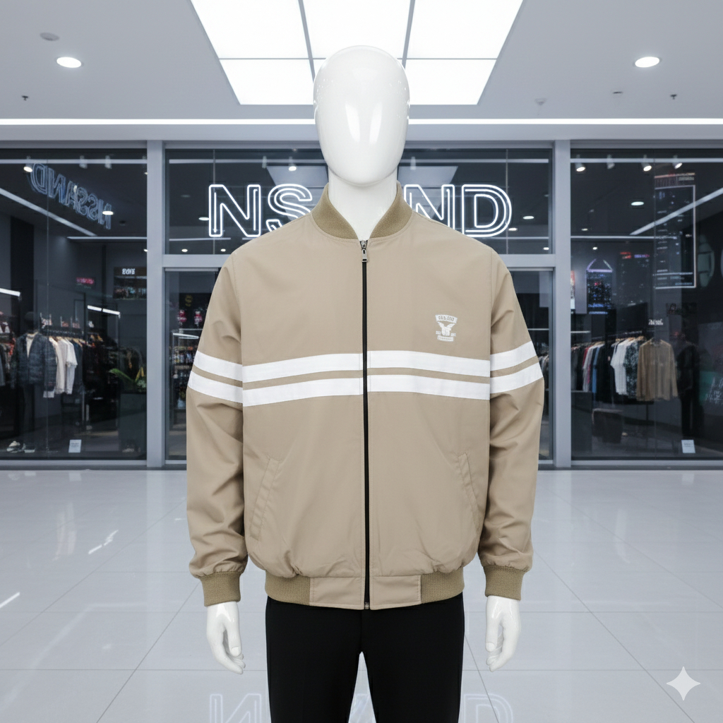 Jual Nsa Ind Jacket Strip zip Stanislav Cream Saga | Shopee Indonesia