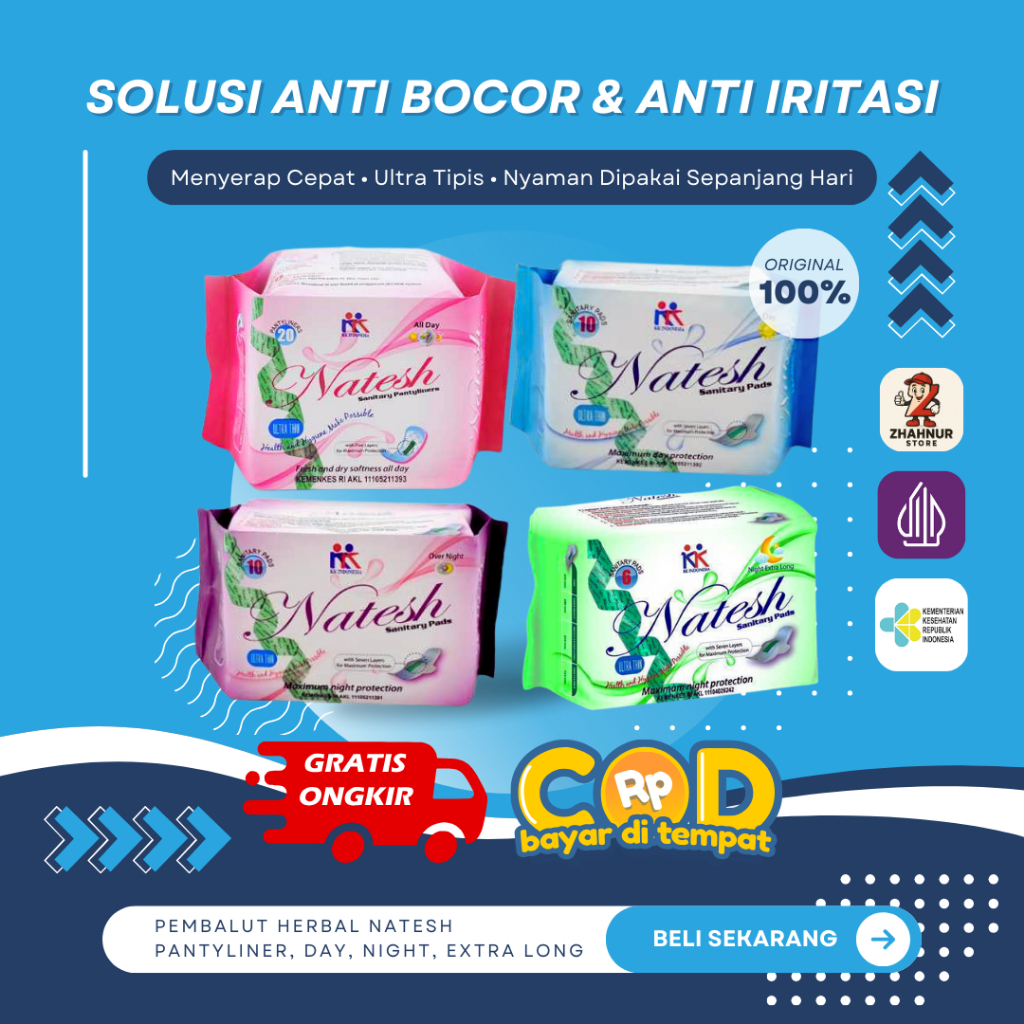 Jual NATESH Pembalut & Pantyliner Wanita Atasi Nyeri Haid, Keputihan ...