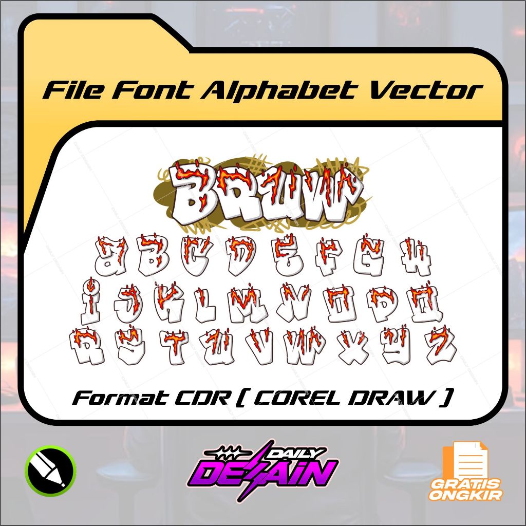 Jual File Vector Alphabet Font Format Cdr ( Corel Draw ) tipe bruw ...