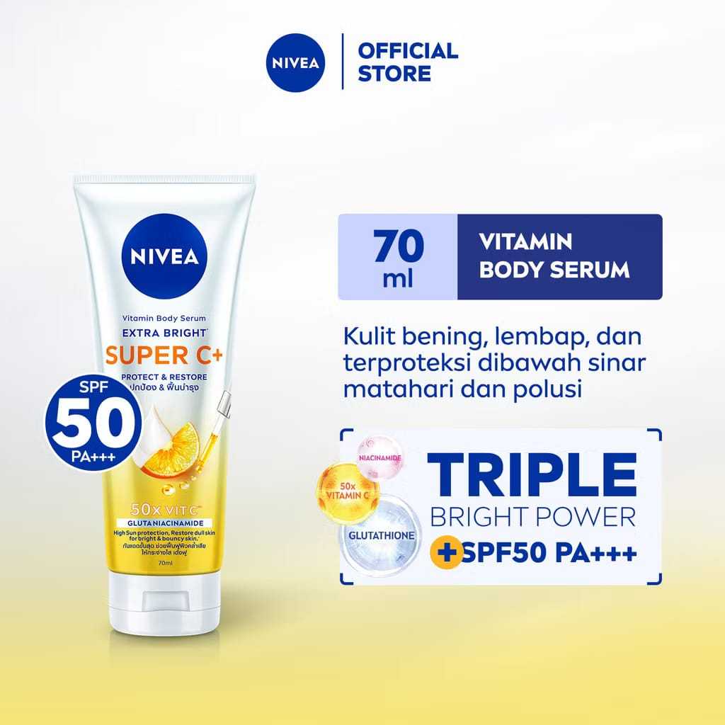 Jual NIVEA Body Serum Extra Bright Super C+ SPF50+ PA+++ 70ml - Hand body serum lotion ...