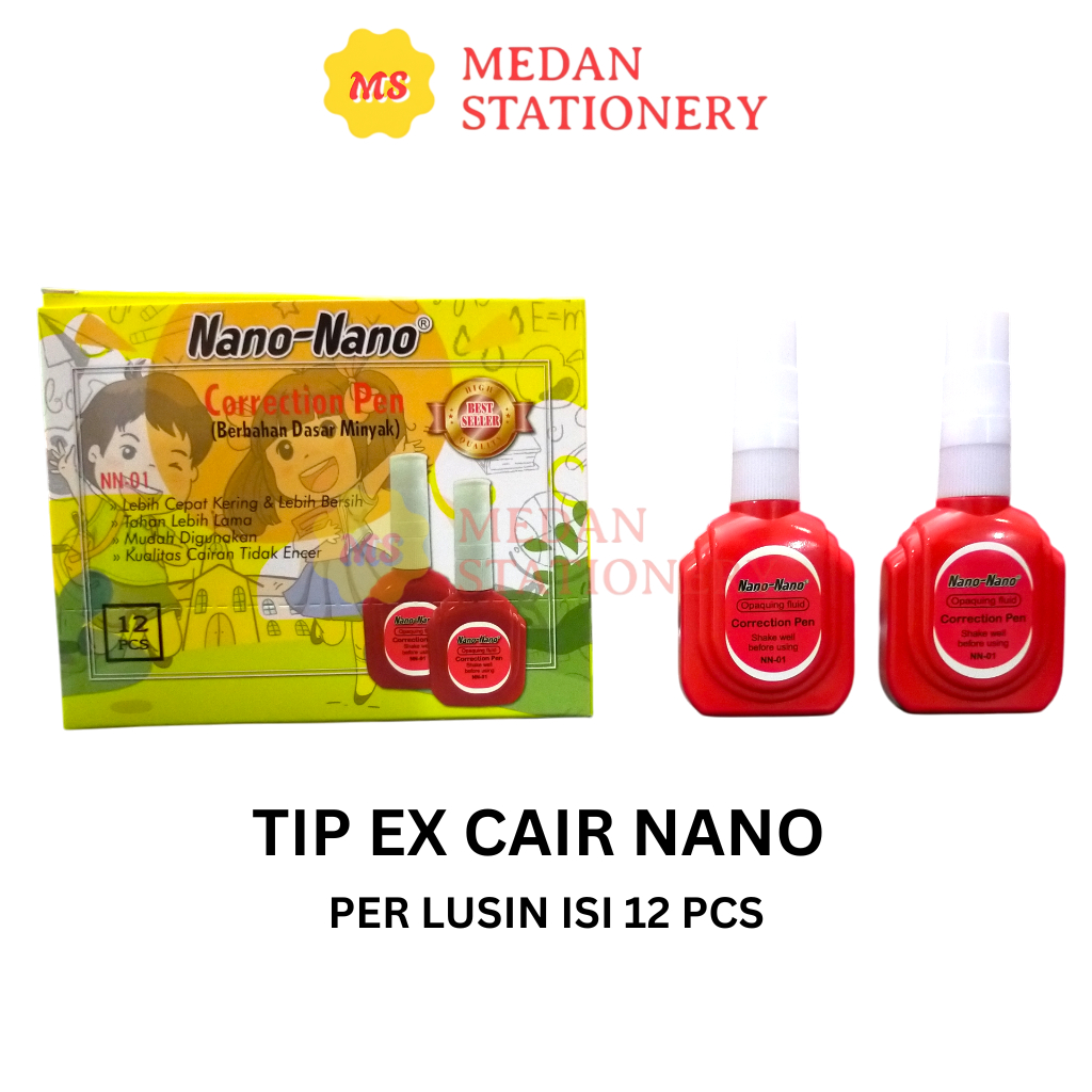 Jual TIP EX CAIR NANO BOTOL MERAH PER LUSIN 12PCS CORRECTION NANO ...