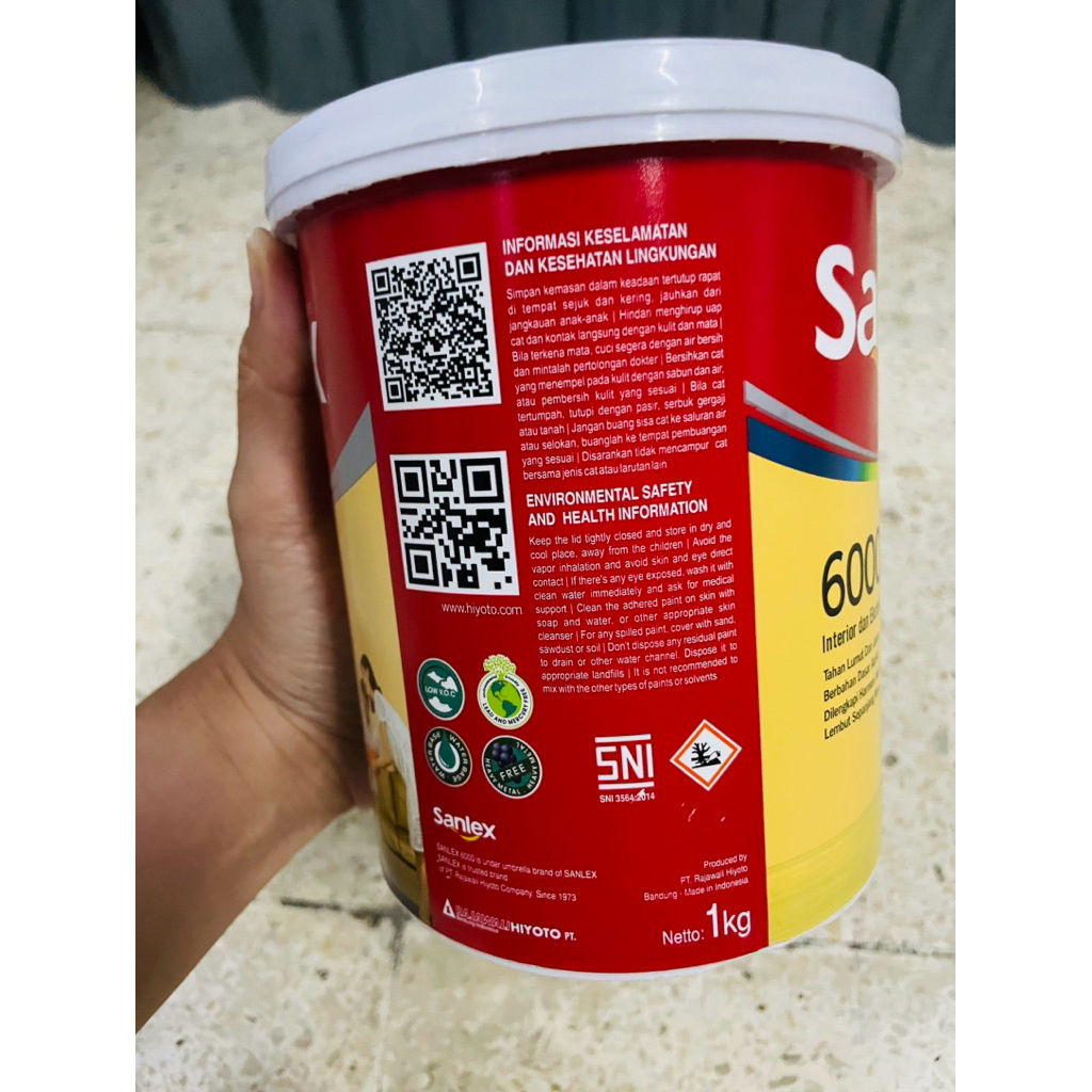 Jual Cat Tembok Sanlex 1 KG Putih / White | Shopee Indonesia