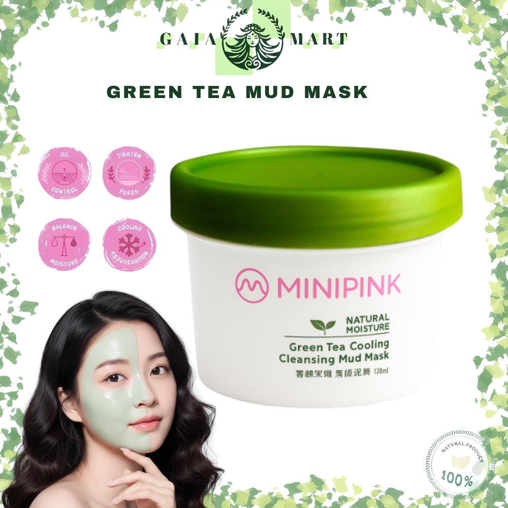 Jual MINIPINK Green Tea Cooling Clay Mud Mask Exfoliasi Kulit Wajah ...
