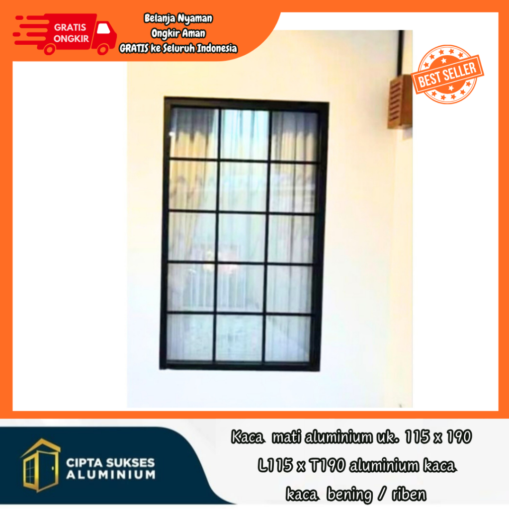 Jual kaca mati aluminium kombinasi list dekoratif ukuran 115x190 ...