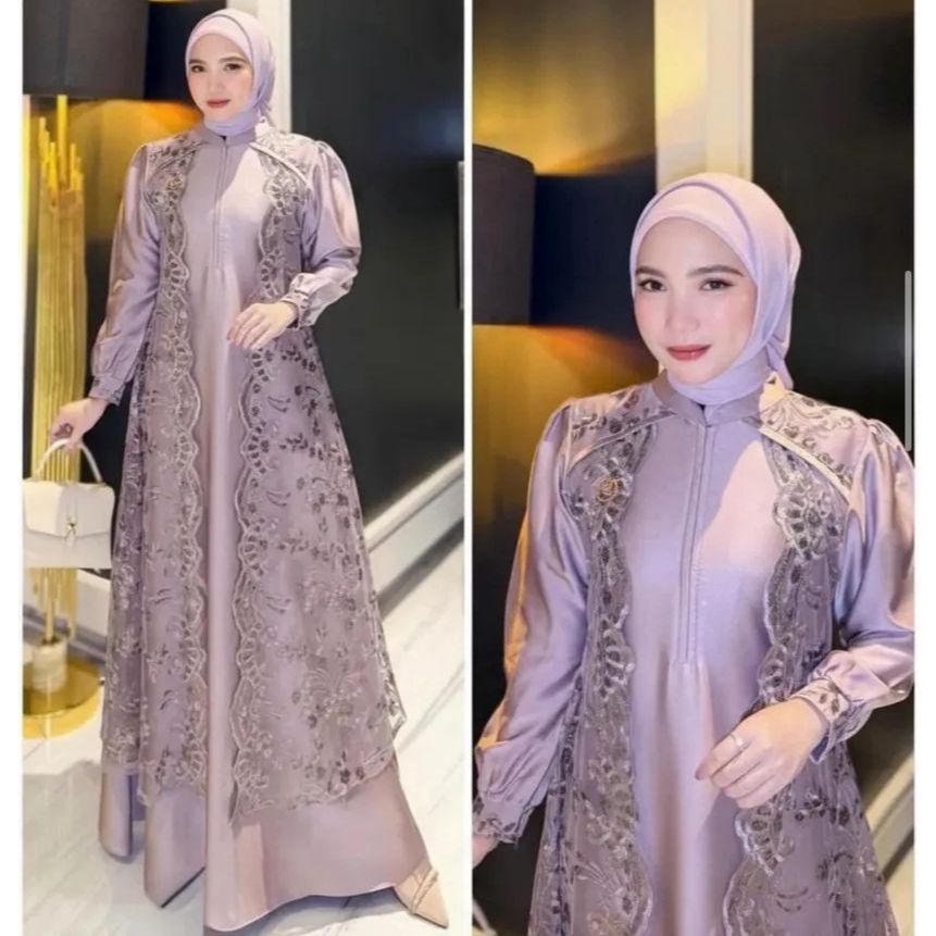 Jual Devita Dress Kondangan Bahan Velvet Mixx Brukat Outher Menyatu ...