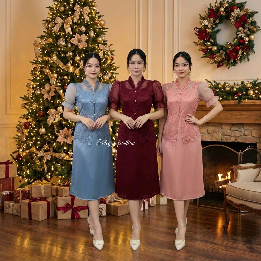 Jual NANDA dress one set 2in1 / gaun pesta kondangan / pakaian midi ...