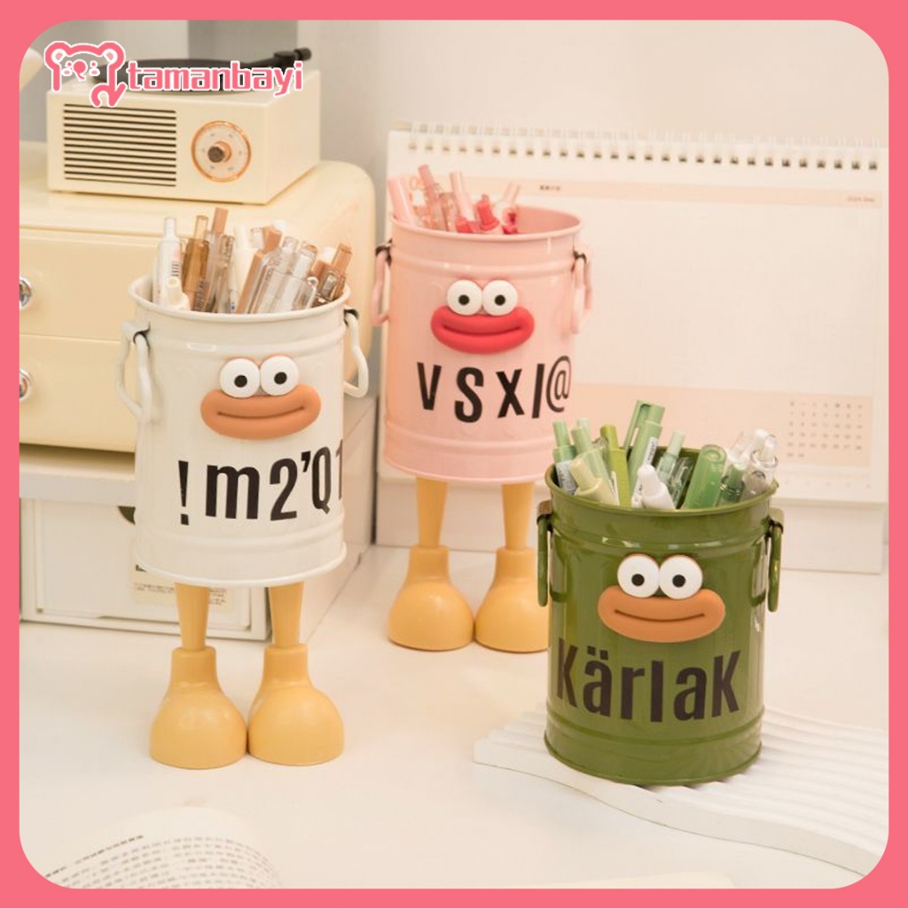 Jual Tempat Pensil Bucket Pen Holder Ember Retro Desk Organizer Tong ...