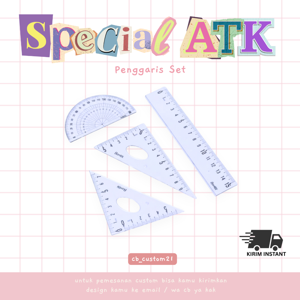 Jual Penggaris Set 4 in 1 / Penggaris Kecil / Bujur sangkar / Penggaris ...