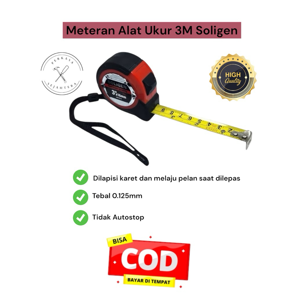 Jual Meteran Body Karet 3M Soligen / Measuring Tape German Quality 3 ...