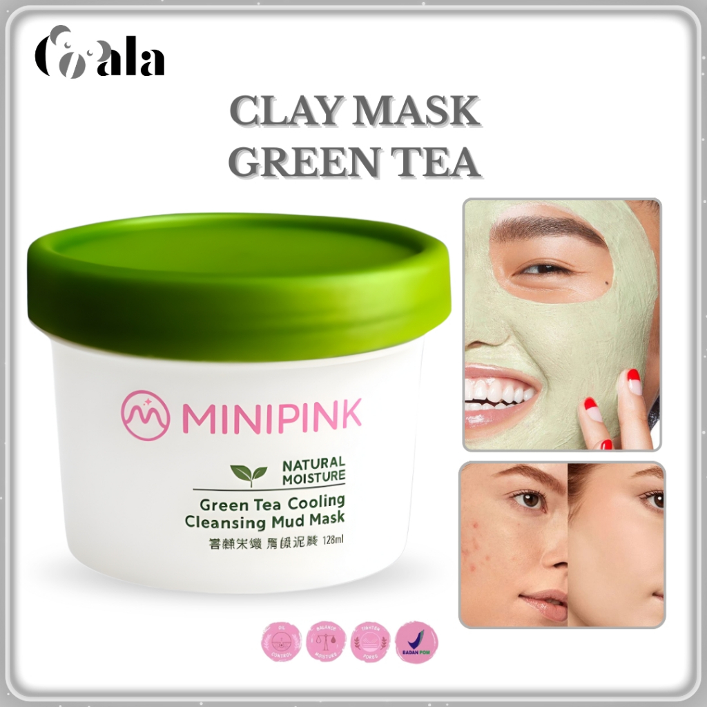Jual MINIPINK Green Tea Clay Mask 120gr Exfoliasi Wajah Pore Clean ...