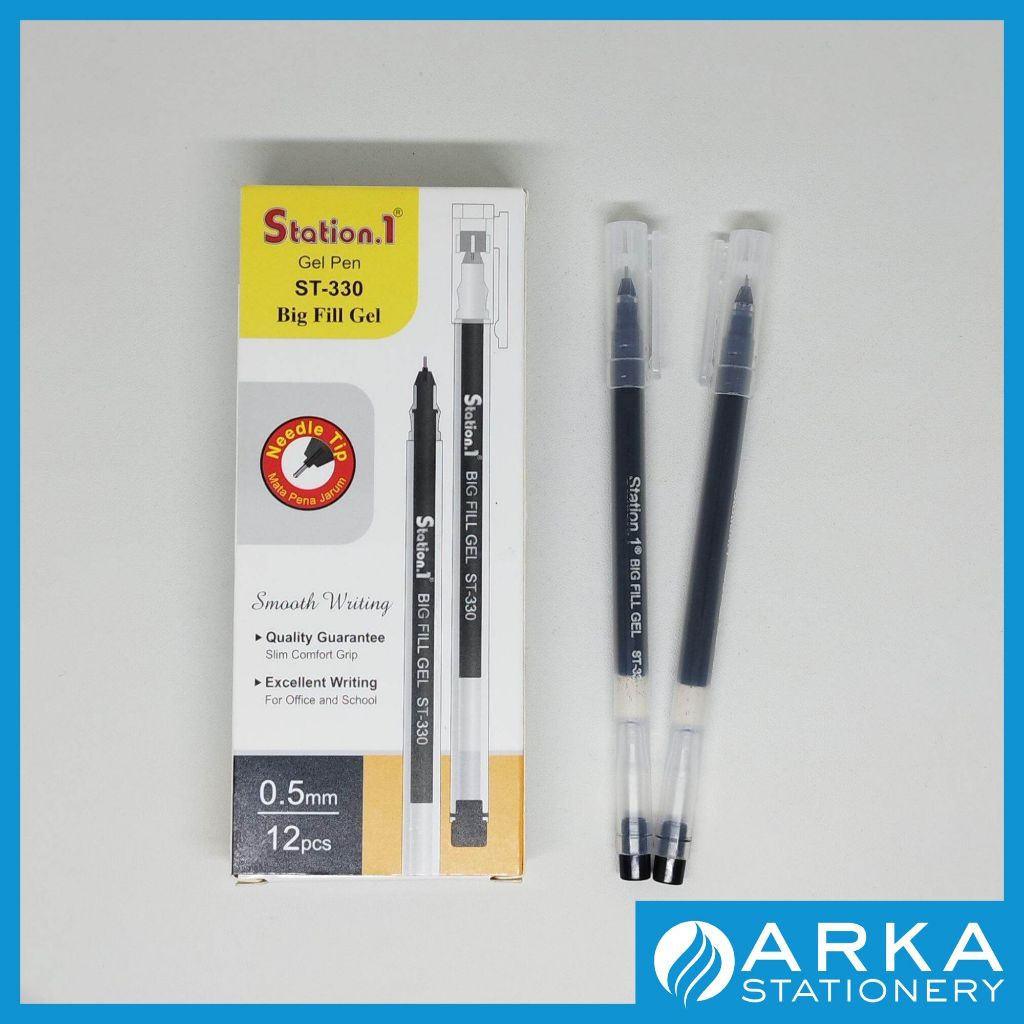 Jual [SATUAN] STATION.1 BALL PEN PULPEN PENA GEL 0,5 HITAM | Shopee ...