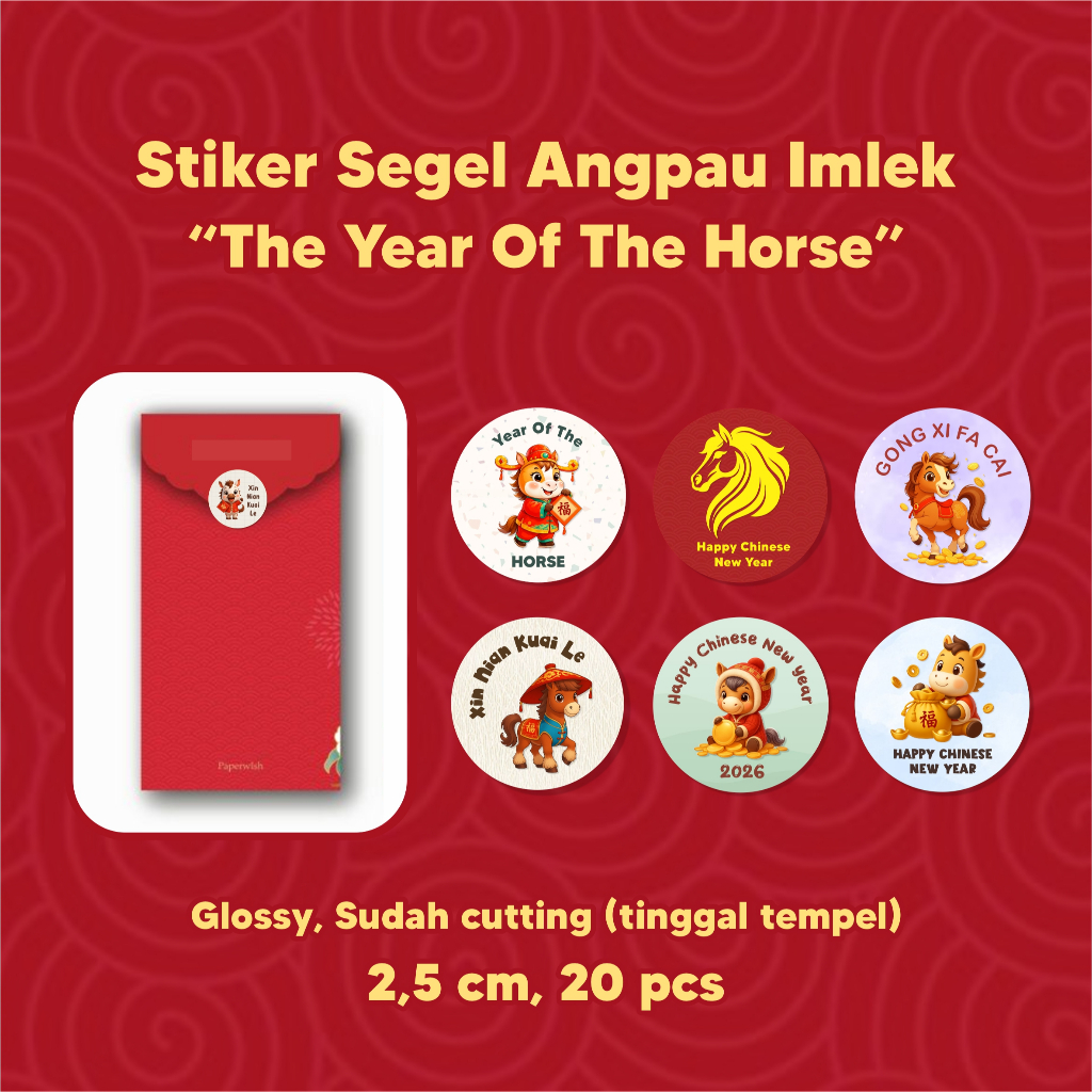Jual 20 pcs Stiker Segel Angpau Imlek Chinese New Year 2026 The Year Of ...