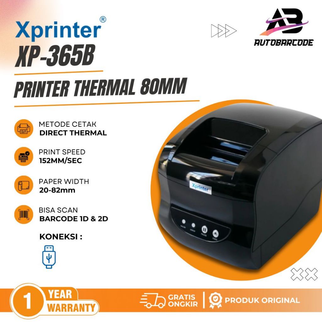Jual Xprinter XP360B Printer Barcode Usb 80MM Thermal Label Resi ...