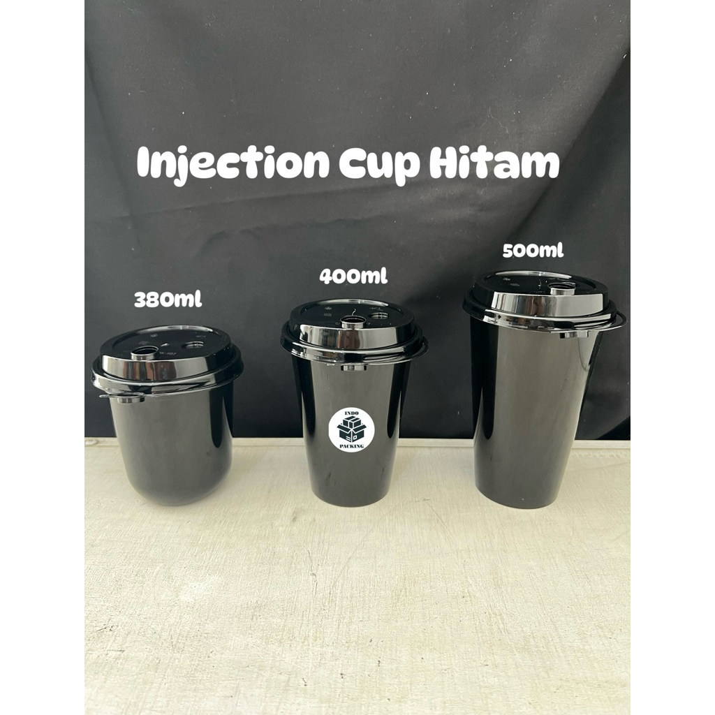 Jual (isi 25) Thinwall Injection Cup Hitam Black 380ml 400ml 500ml ...