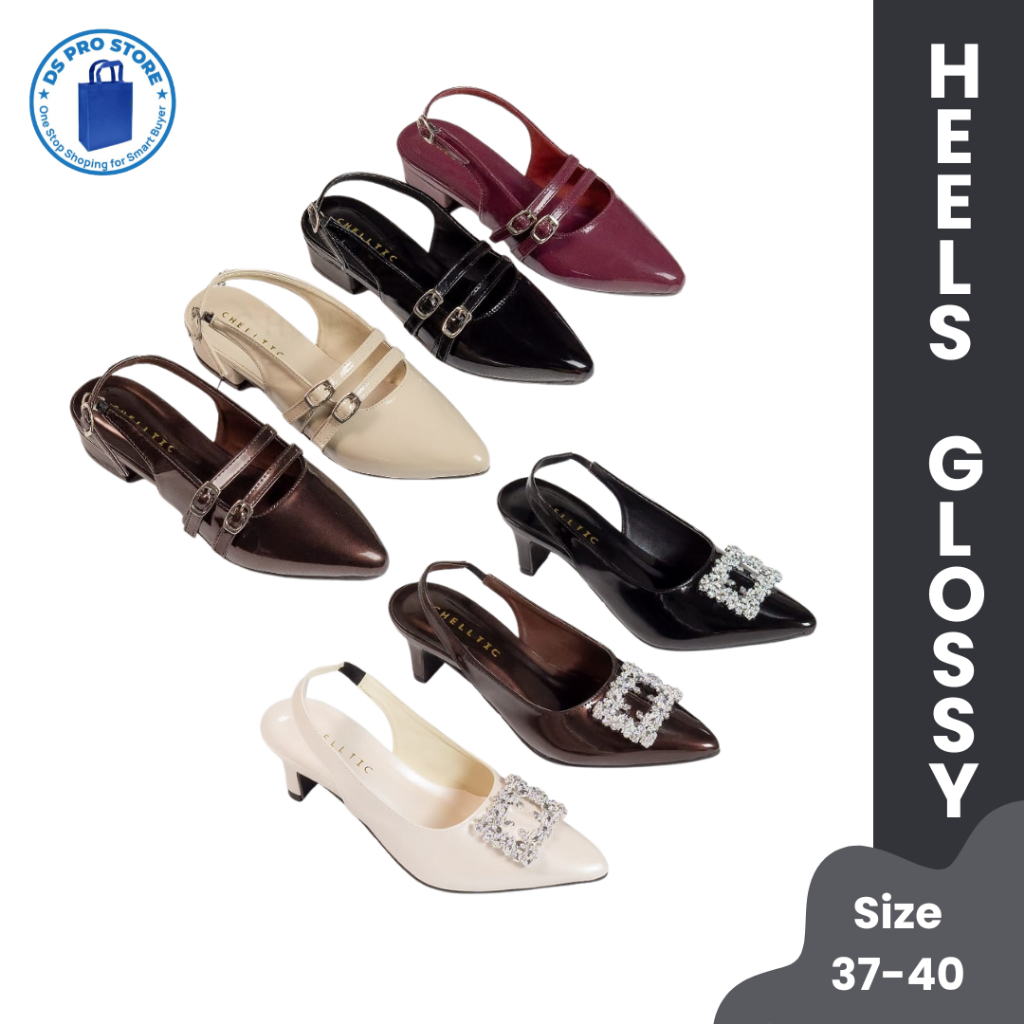Jual SEPATU HEELS CHELLETIC LANCIP / HELLS GLOSSY WANITA TALI GESPER ...