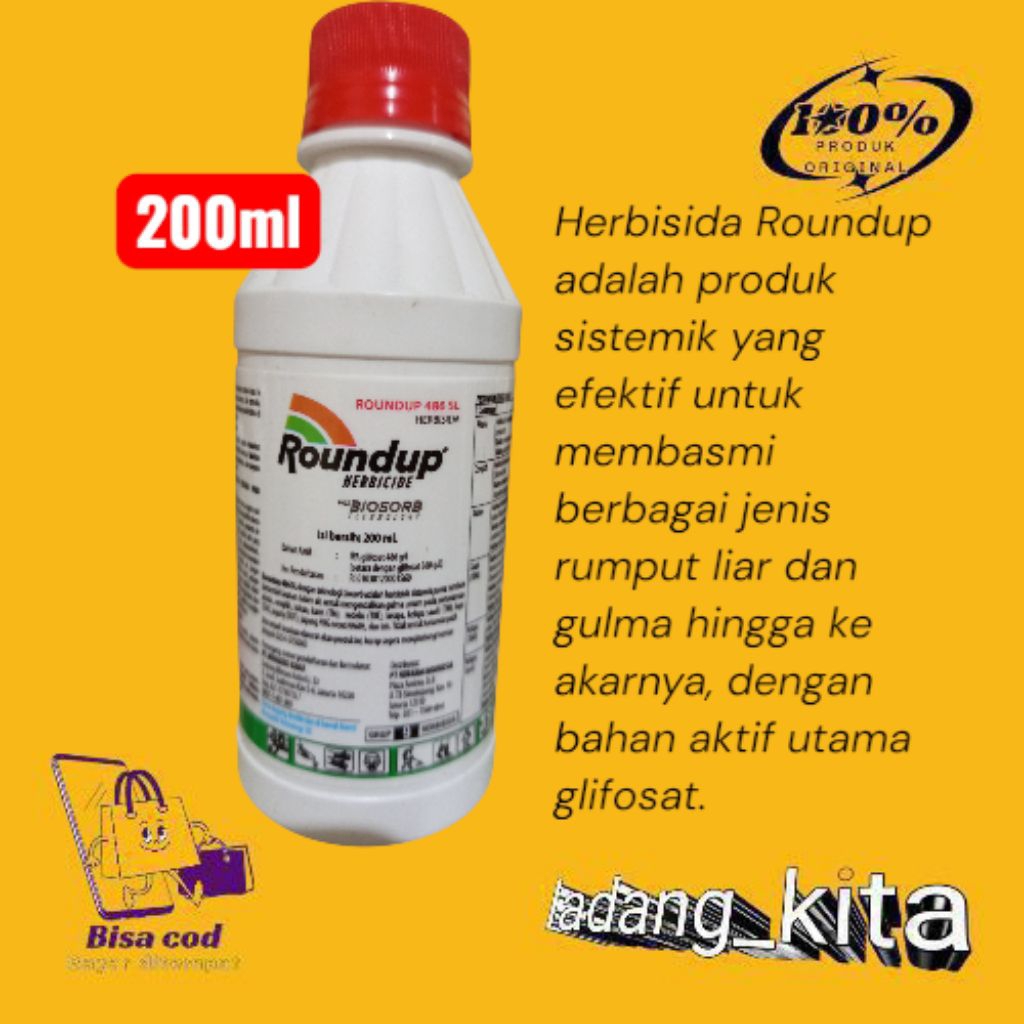 Jual HERBISIDA SISTEMIK ROUNDUP 486 SL 200ML | Shopee Indonesia