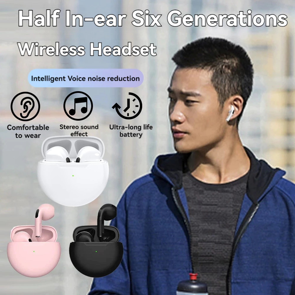 Jual Pro6 Headphone Bluetooth Nirkabel Tws Earphone Earphone Olahraga ...