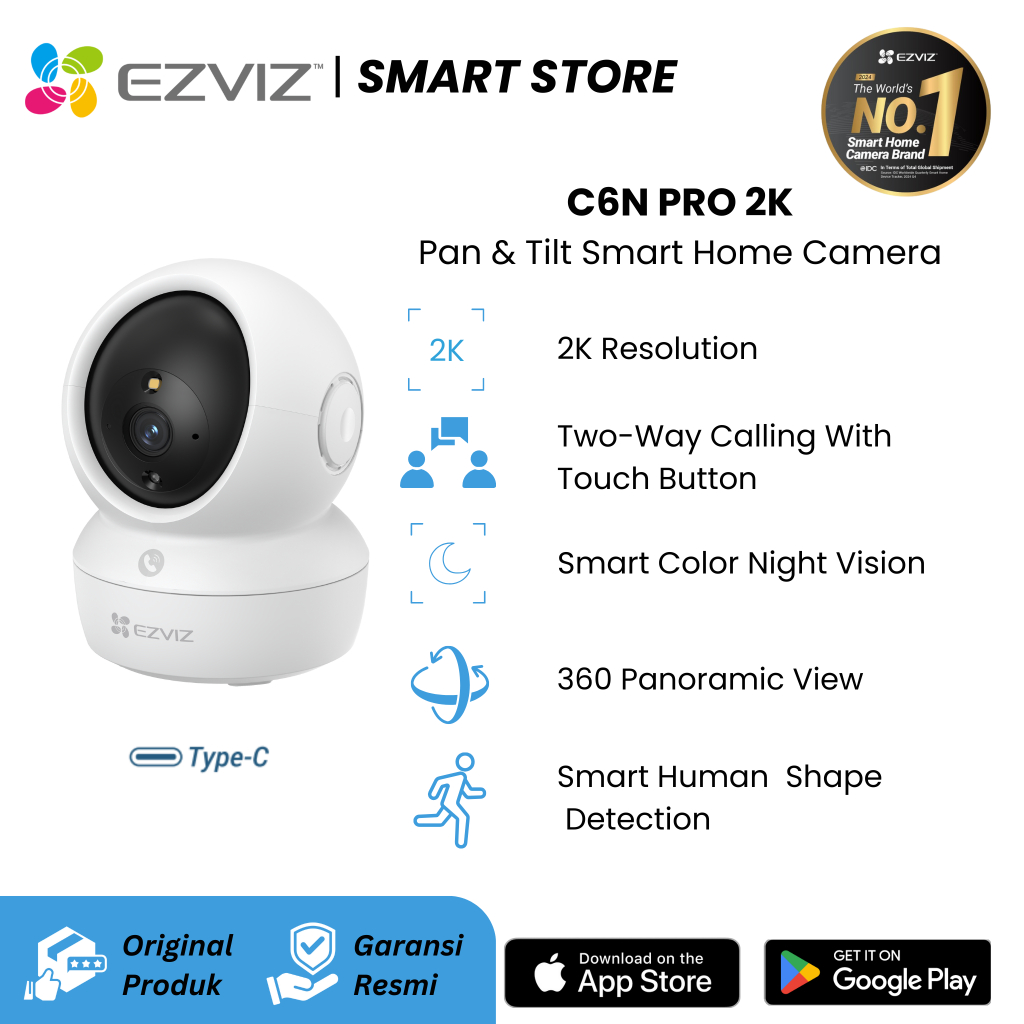 Jual EZVIZ C6N PRO 3MP PAN & TILT SMART HOME CAMERA CCTV INDOOR ...
