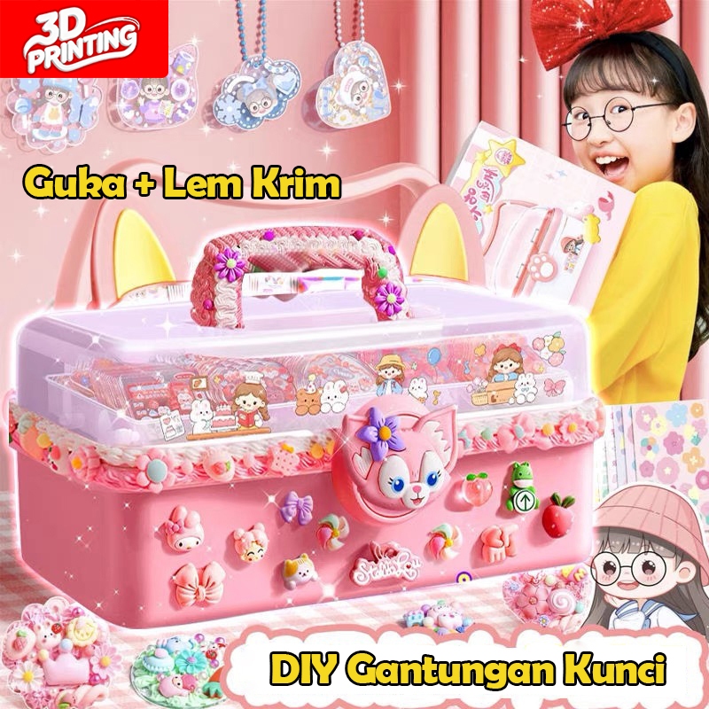 Jual 1004pcs DIY Gantungan Kunci Set DIY Keychain Guka Set Deco Cream ...