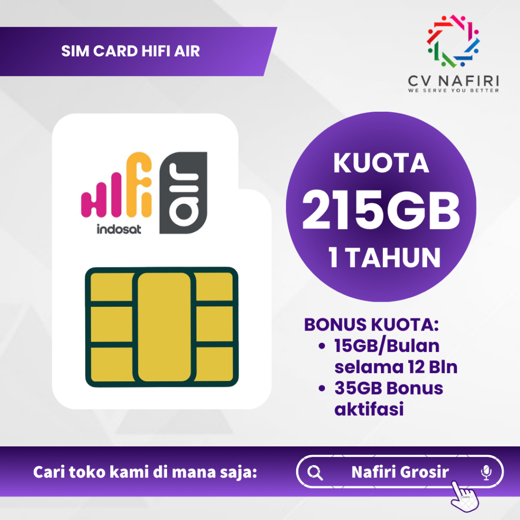 Jual SIM CARD HIFI AIR 215GB KHUSUS MODEM KARTU TRI 12 BULAN | Shopee ...