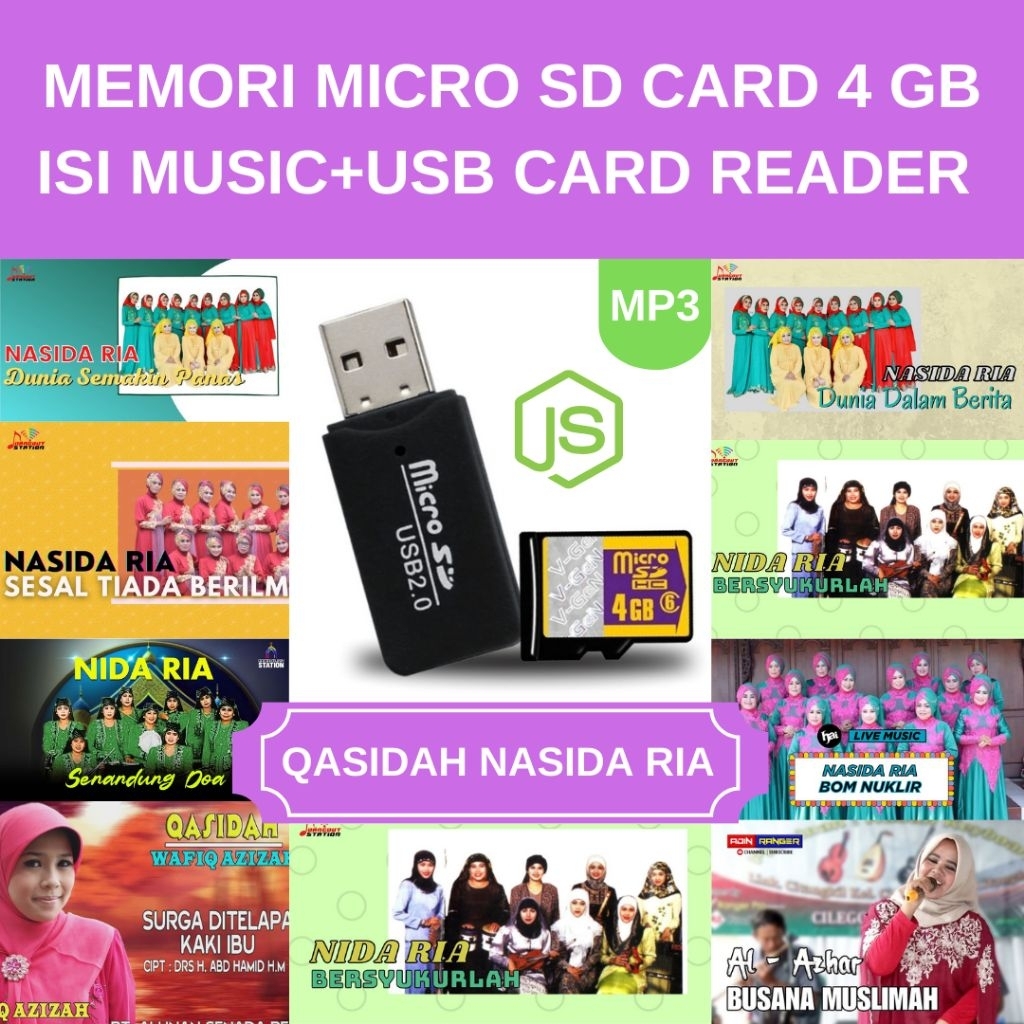Jual ISI (QASIDAH-NASIDA RIA) MEMORI 4 GB MICRO SD CARD ORI+USB CARD ...