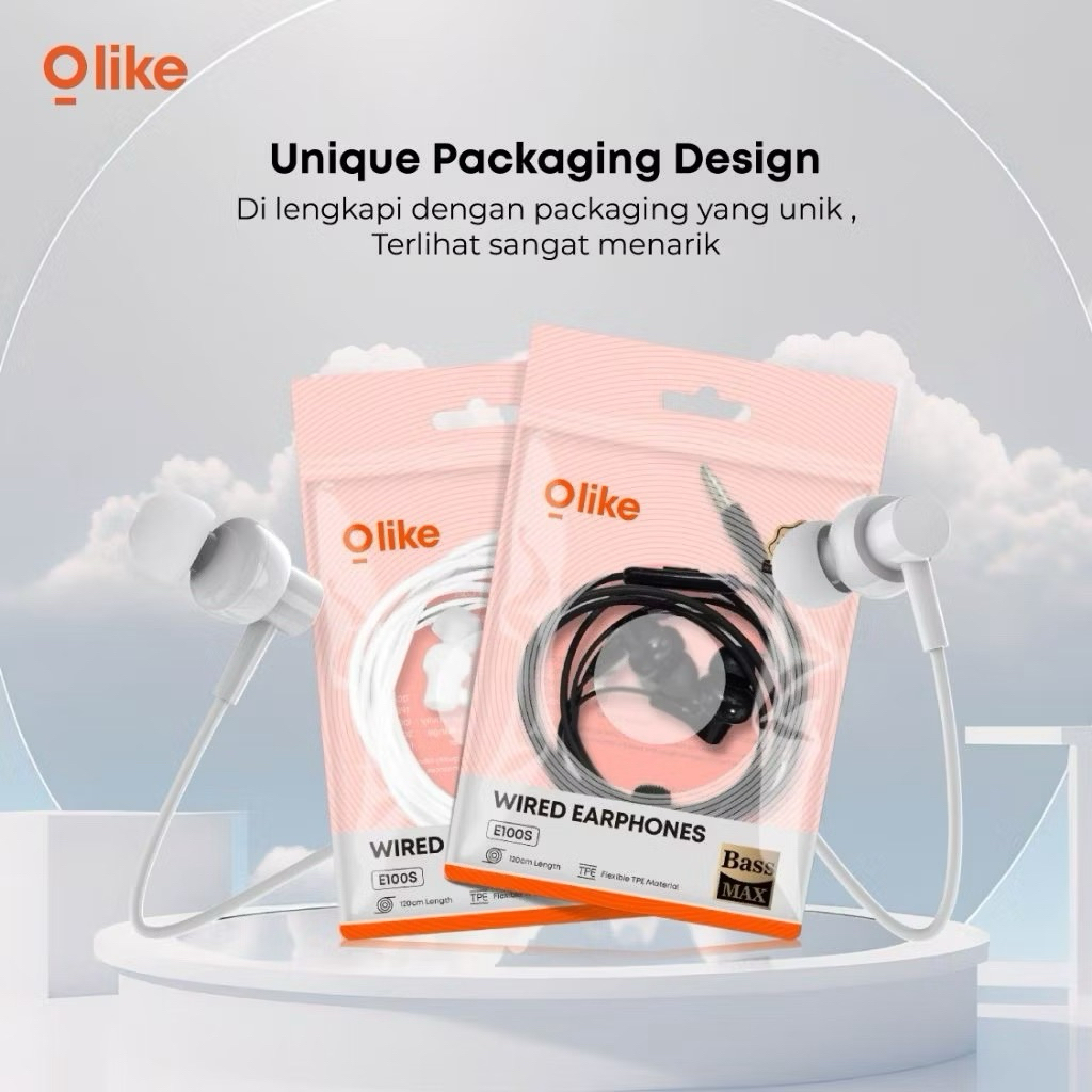 Jual Olike Earphones Wired E1008 Bass Max dengan Desain Kemasan Unik ...