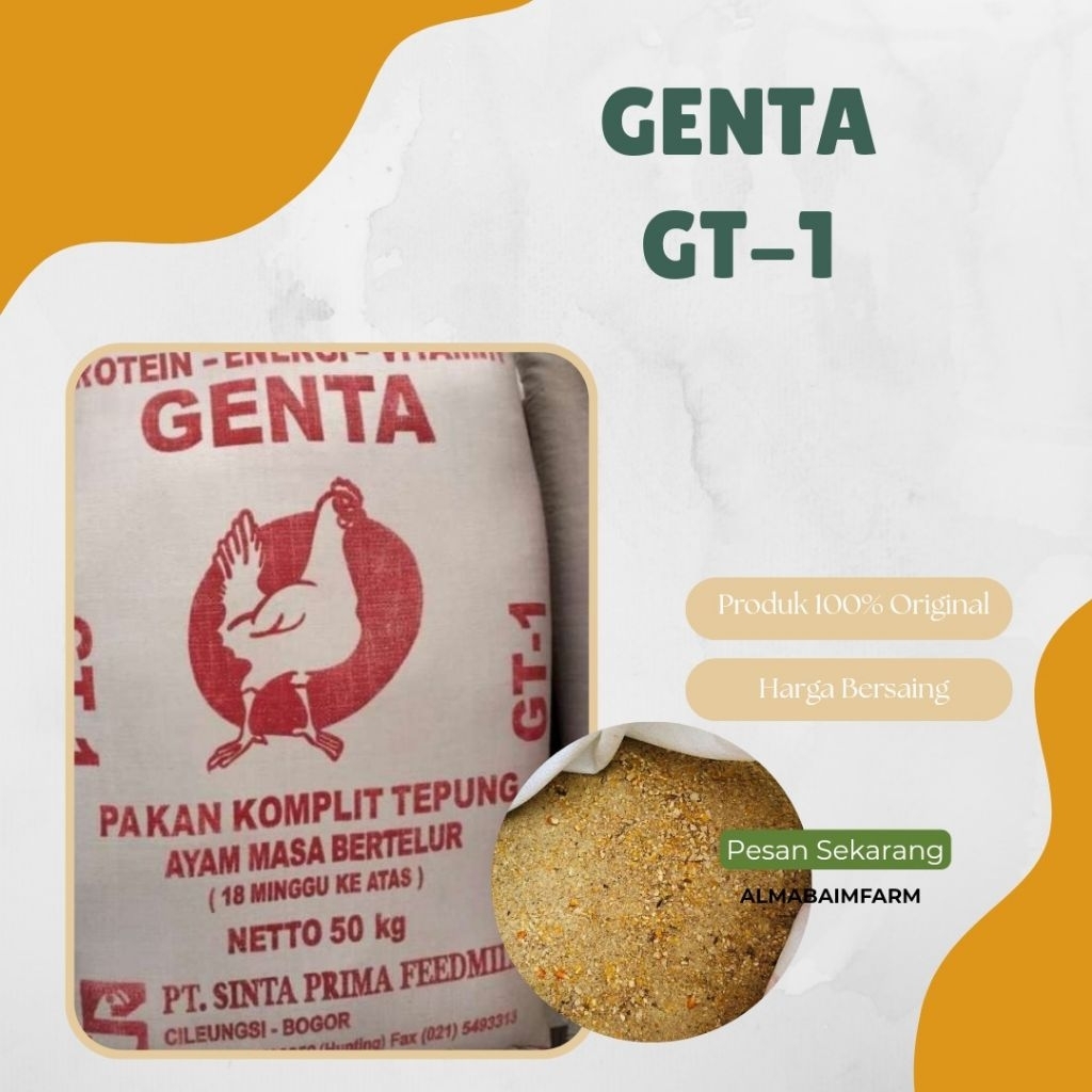 Jual Pakan ayam ras petelur komplit GT-1 Genta kemasan 1sak 50kg ...