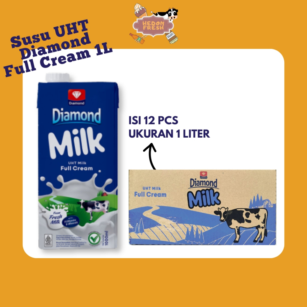 Jual Susu UHT Diamond Full Cream 1 liter (carton/12pcs) | Shopee Indonesia