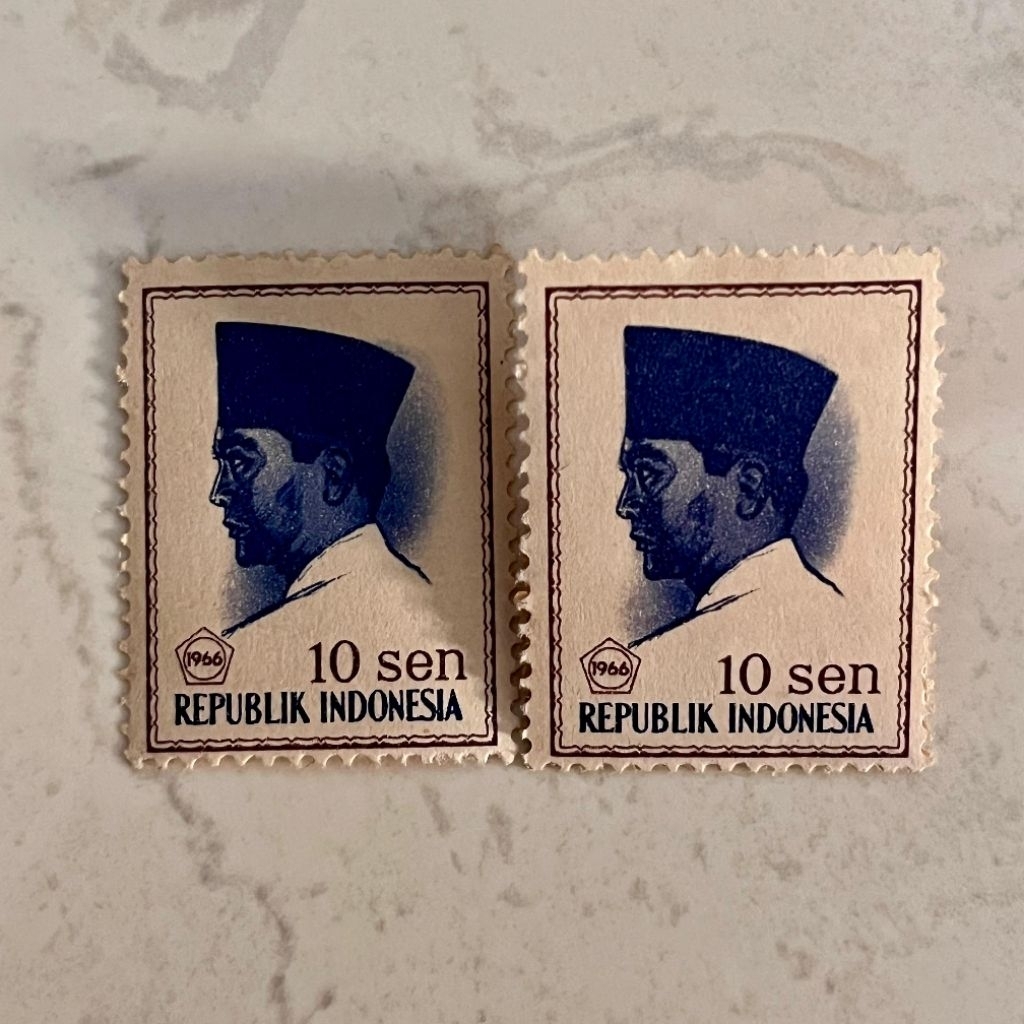 Jual [Set 2 Lembar] Perangko Indonesia Kuno 10 Sen Soekarno 1966 Mint ...