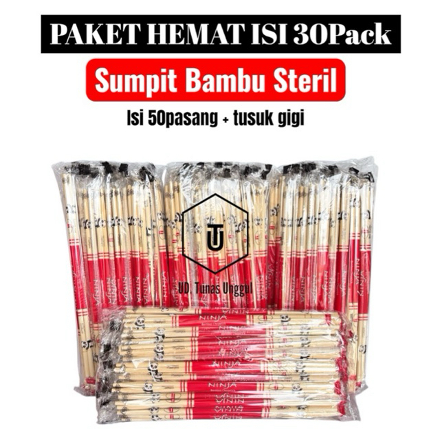 Jual SUMPIT BAMBU “NINJA PANDA” isi 30pack - sumpit kayu - sumpit ...