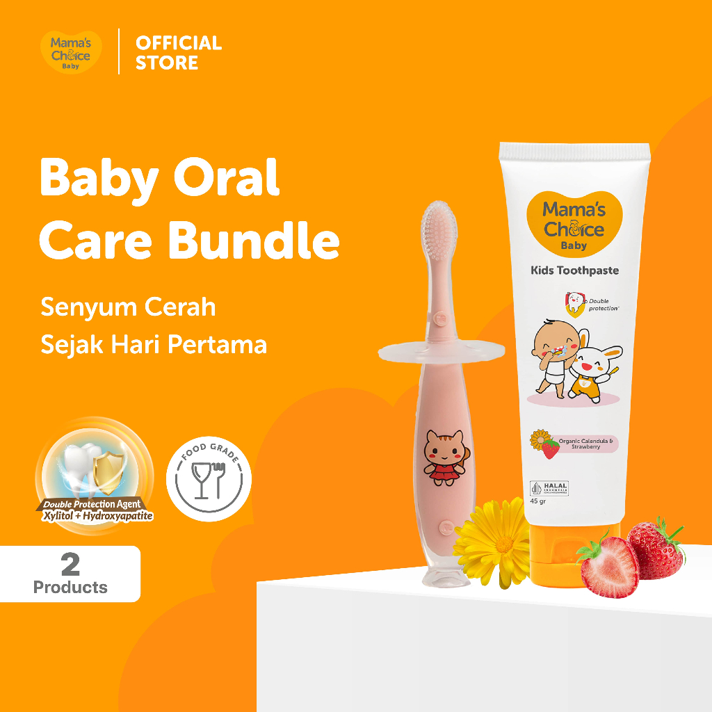 Jual Pasta Gigi Anak + Sikat Gigi Bayi 0+ Bulan | Mama's Choice Baby ...