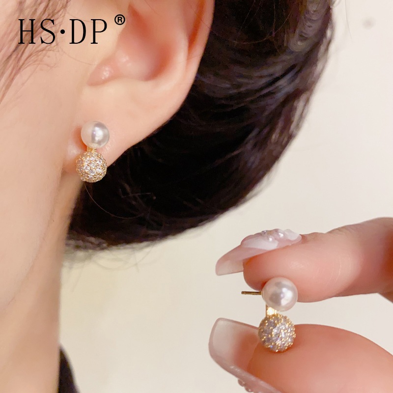 Jual HSDP-Anting Wanita Gaya Korea Mutiara & Kristal Bola Emas Berlapis ...
