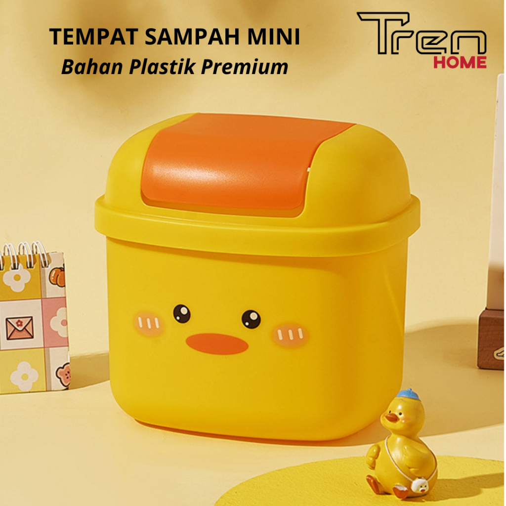 Jual Tempat Sampah Lucu Mini Anak Karakter Duck Trash Bin Meja Plastik ...