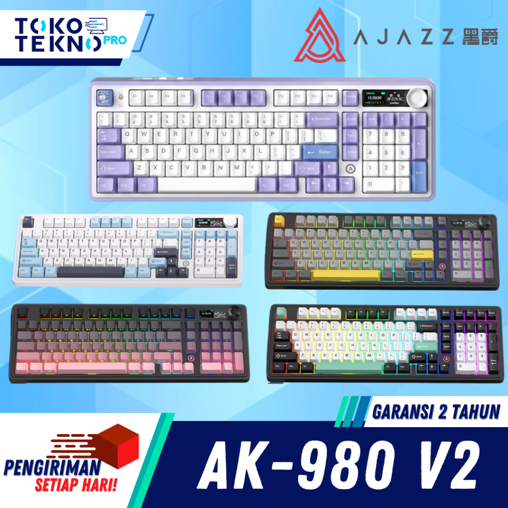 Jual Ajazz AK980 / AK-980 V2 98% Mechanical Keyboard Three Mode RGB ...