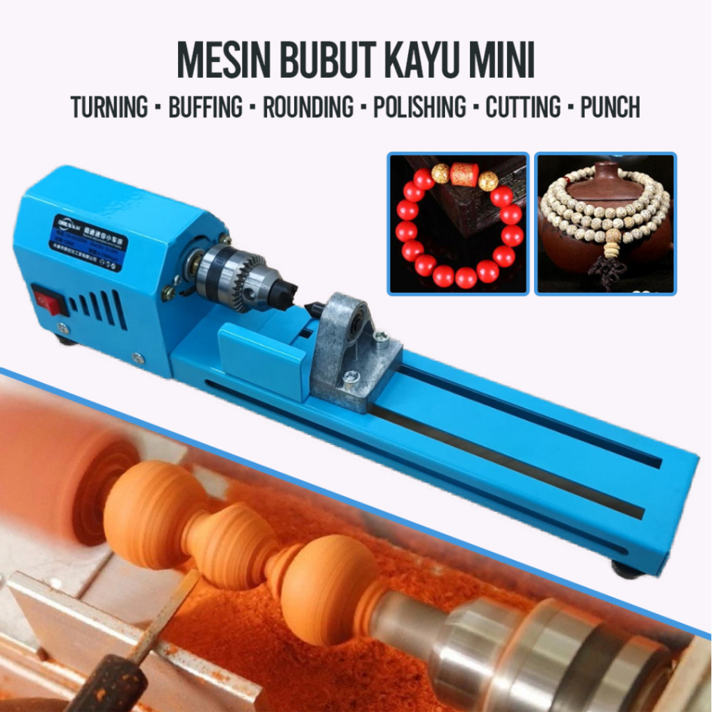 Jual Mesin Bubut Kayu Mini Lathe Beads Woodworking 150W - X707 - Blue ...