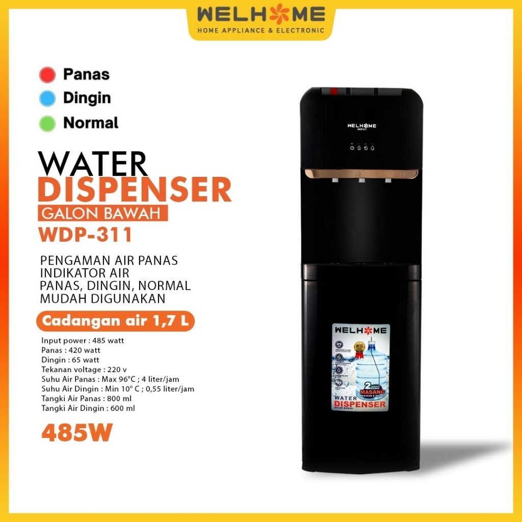Jual WATER DISPENSER GALON BAWAH WDP 311 & WDP 312 WELHOME (PANAS ...