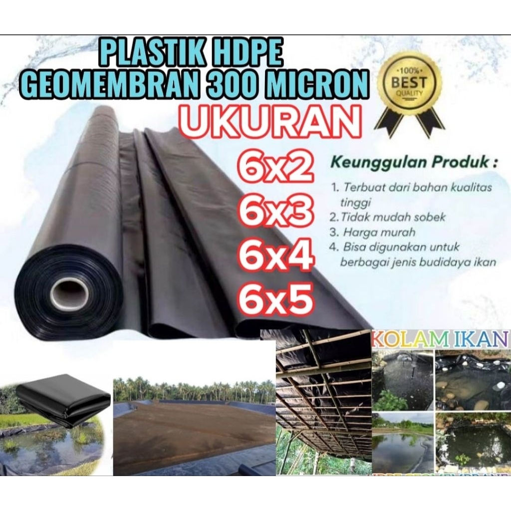 Jual HDPE GEOMEMBRAN PLASTIK PENGGANTI TERPAL TEBAL 300 MICRON LEBAR 6 ...