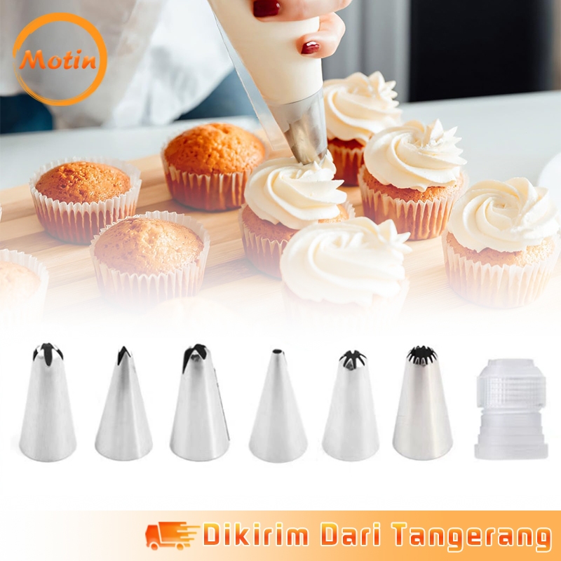 Jual 7Pcs/Set Nozzle Spuit Kue Sambungan Spuit Cake Ujung Pipa Mentega ...