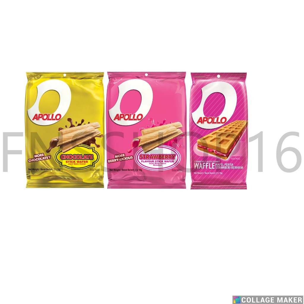Jual Apollo Wafer Stick 48g & Waffle Sandwich 36g Cokelat Strawberry ...