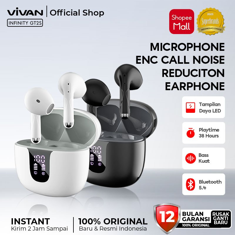 Jual [NEW] VIVAN ENC TWS GT2S Dengan Mic Super Jernih Latensi Rendah ...