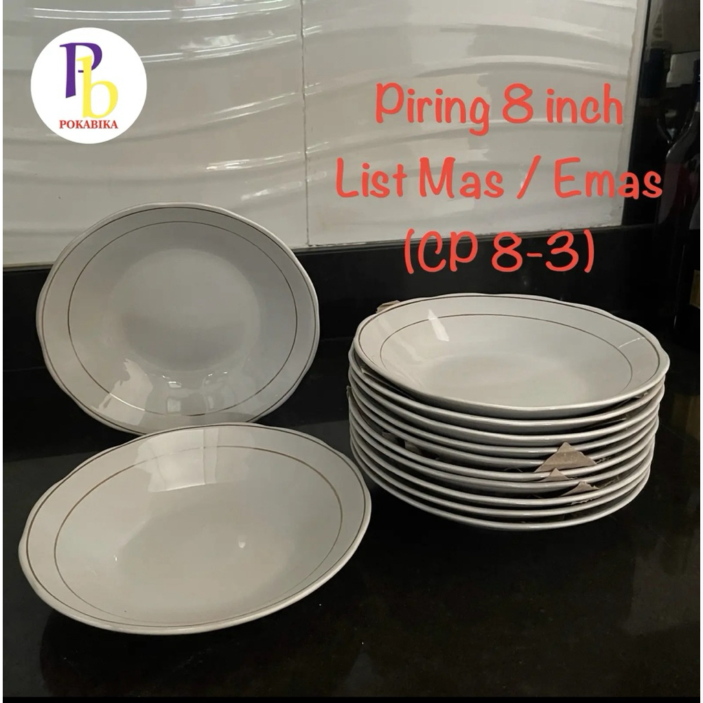 Jual Piring Makan Keramik List Mas (Emas) 8” inch LILIA / CP8-3 ...