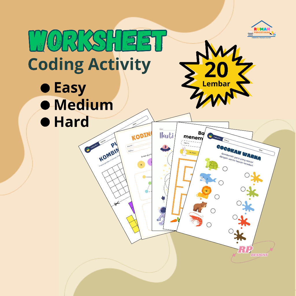 Jual Lembar Aktivitas Anak PAUD TK SD 20 Halaman A5/A4 80g - Worksheet ...