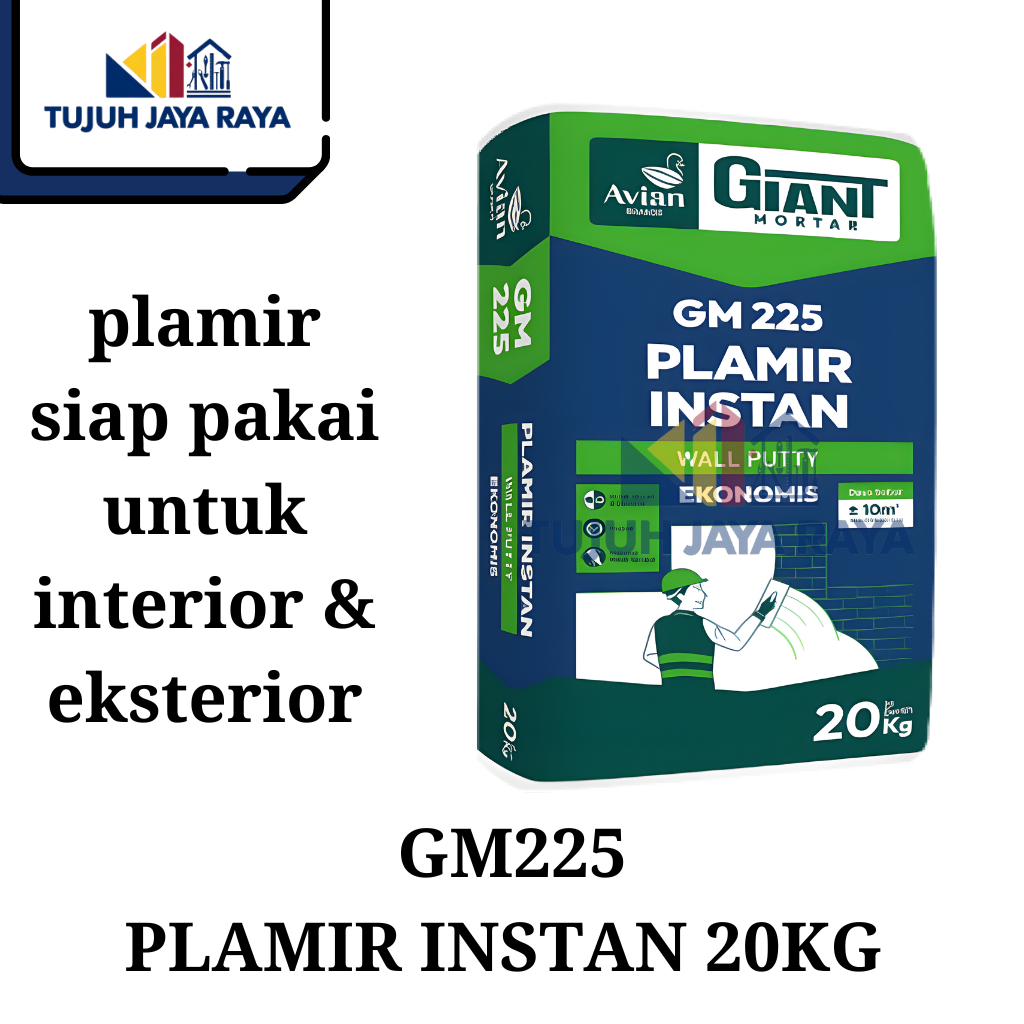 Jual Giant Mortar GM 225 Plamir Instan 20kg dan 5kg | Shopee Indonesia